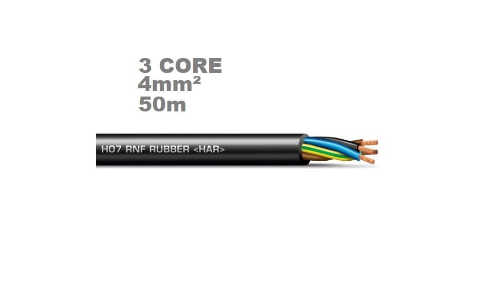Submersible cable 3 core x 4mm² x 50m or described as 2C + Earth ...
