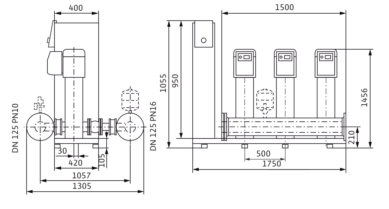 Triplex 35.0lps @ 800kPa VSD Booster System – Pumps and Pipes