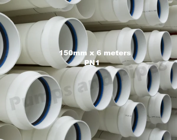 PVC Pipe 150mm x 6 meters PN12 Rubber Ring Joint RRJ Pipe – Call or ...