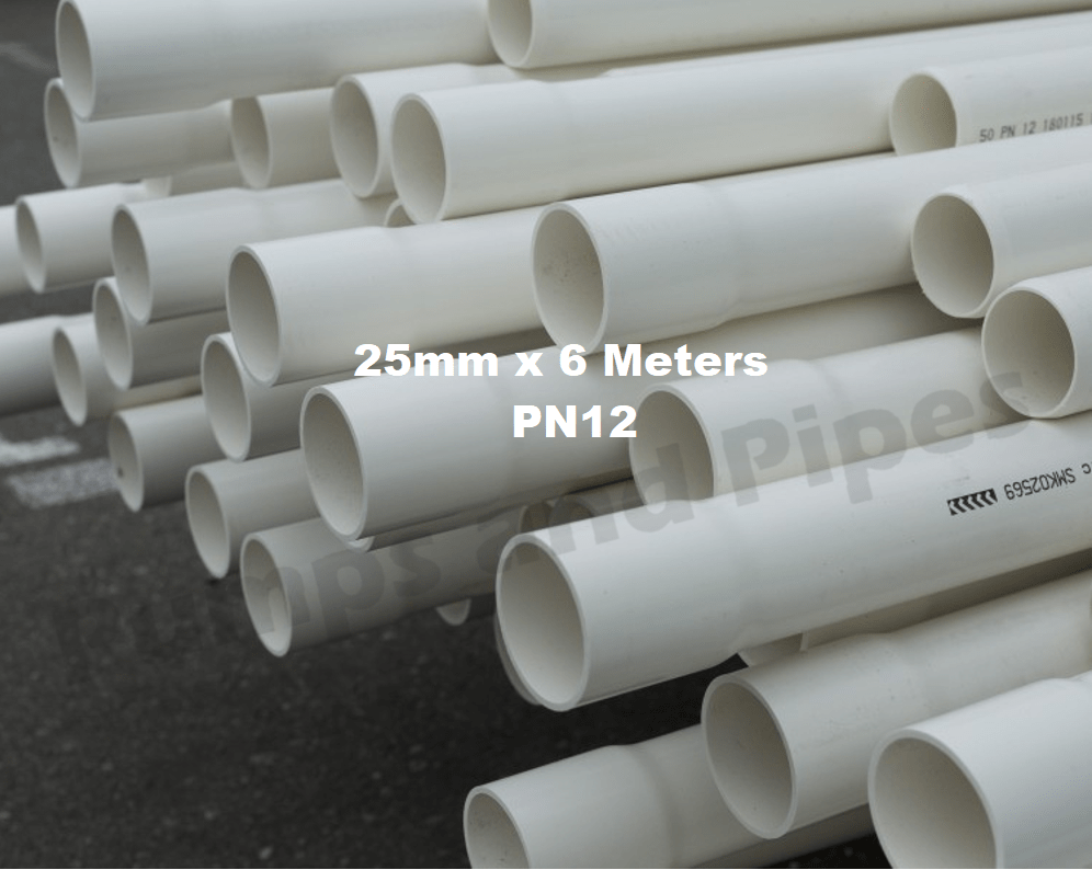 PVC Pipe 25mm x 6 Meters PN12 Solvent Weld SWJ Pressure Pipe – Pumps ...