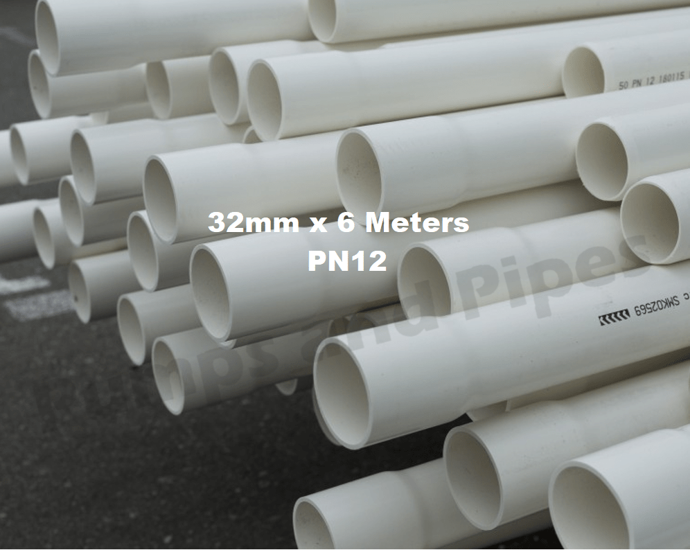 PVC Pipe 32mm x 6 Meters PN12 Solvent Weld SWJ Pressure Pipe – Pumps ...