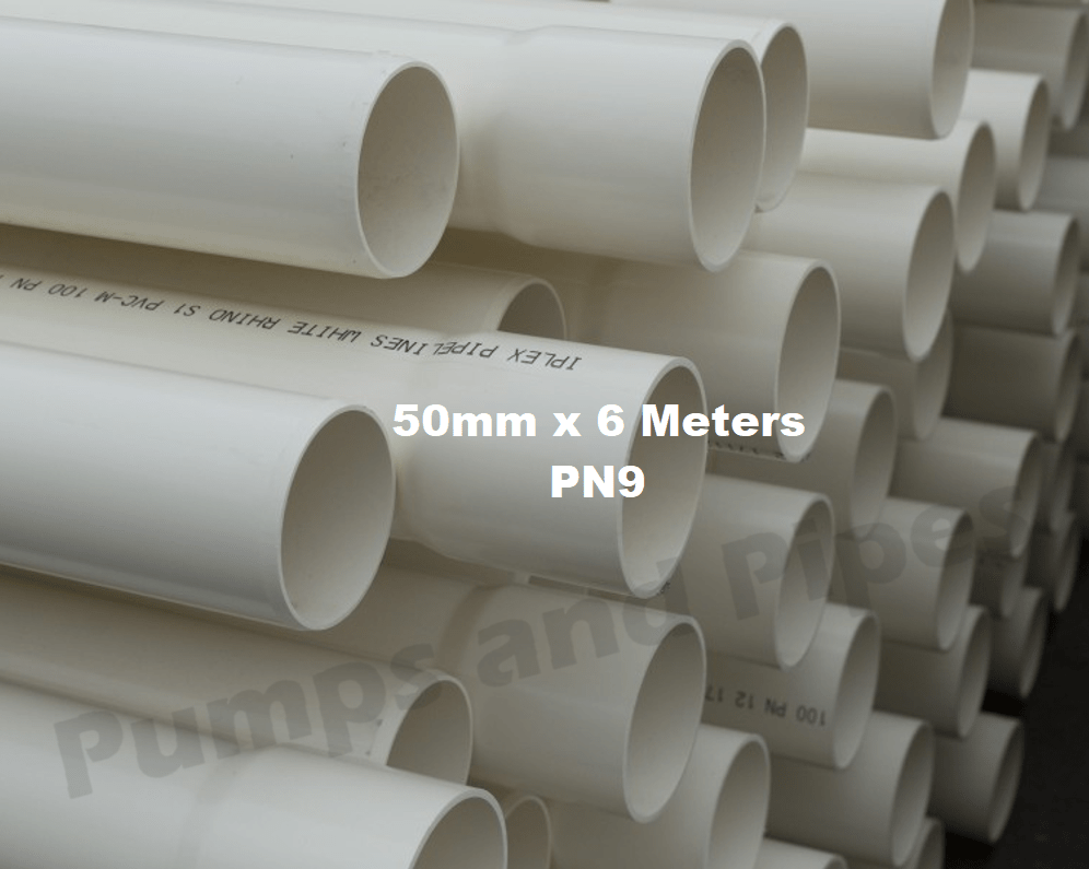 PVC Pipe 50mm x 6 Meters PN9 Solvent Weld SWJ Pressure Pipe – Pumps and ...