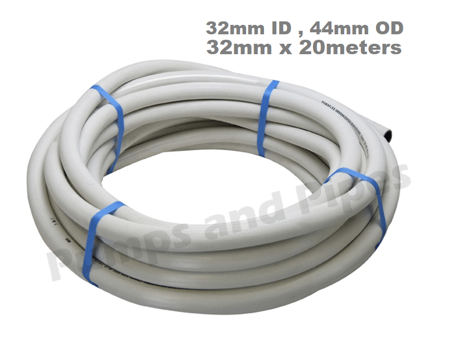 White Washdown Hose 32mm x 20meters – Pumps and Pipes