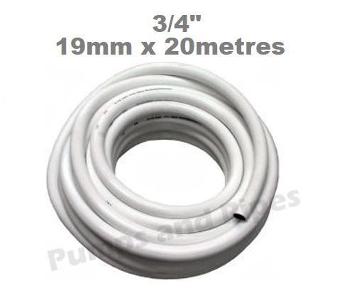 White Hose 19mm x 20metres 3/4″ Washdown Rated TO 1050 kPA – Pumps and ...