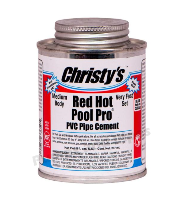 Christy’s Red Hot Pool Pro PVC Pipe Cement Glue 237ml – Pumps and Pipes