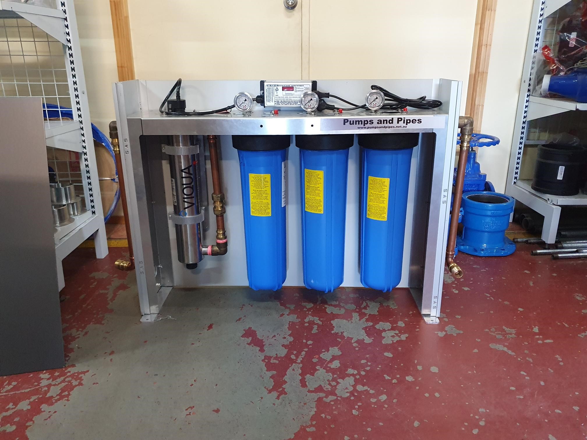 Large House Water Filter With UV Light 3 x 20inch Big Blue Filters ...