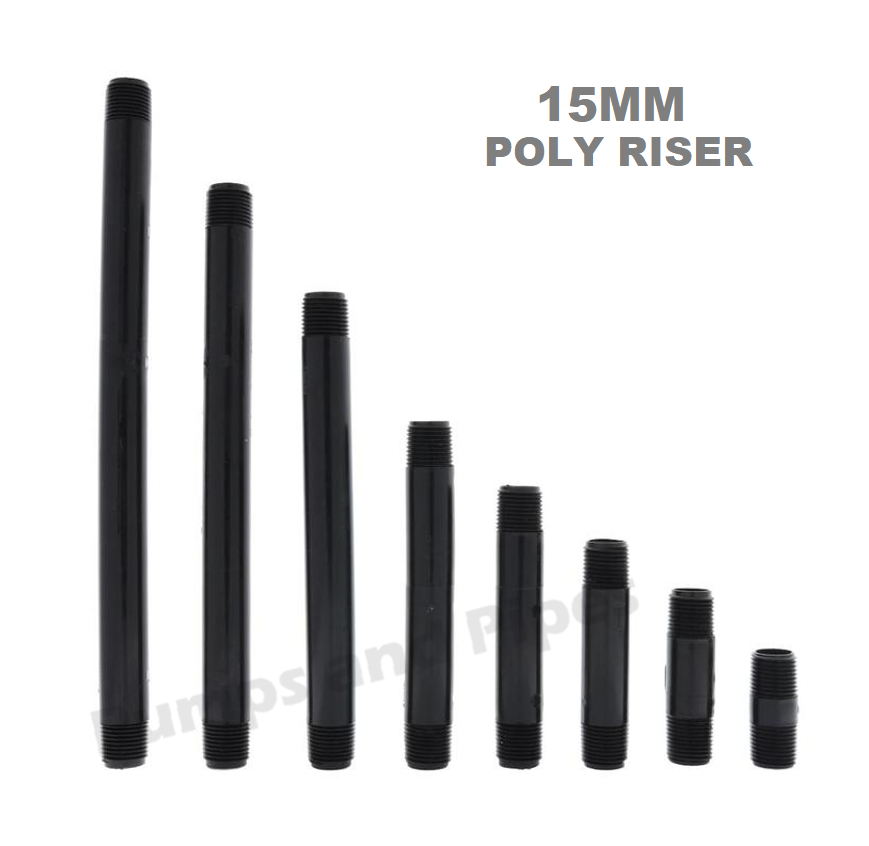 Poly Riser 15mm Male BSP Threads Various Lengths – Poly Risers – Pumps ...