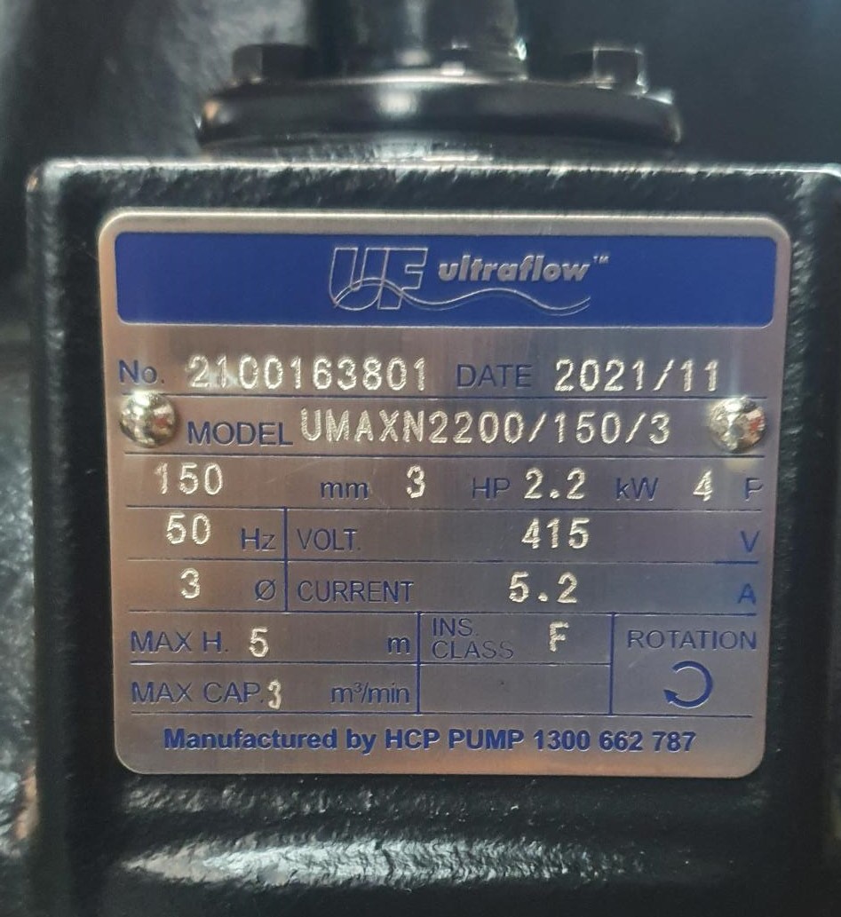 1200lpm @ 3 metres UMAXN2200/150/3 Axial Flow High Flow Pump Aquaculture & Fish Farms – Manual ...