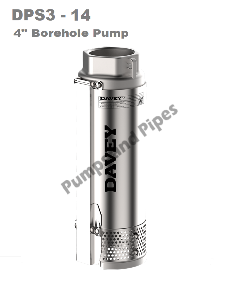 DPS3-20 Davey 1.5kW Single Phase And Three Phase 4″ Borehole Submersible Pumps – Pumps and Pipes