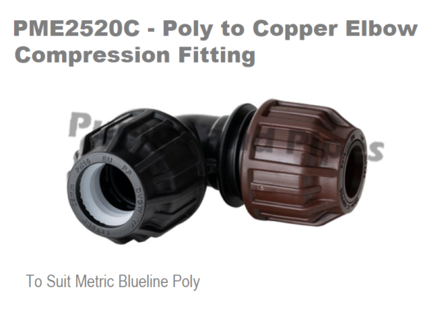 PMRT2520C 25mm x 3/4″ Metric Poly BSP to Copper Tee Compression Fitting ...