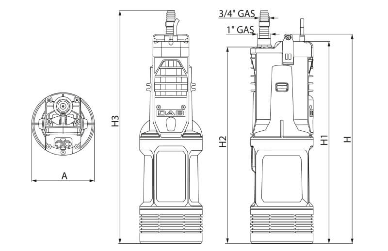 DAB Divertron 900A & 900 Submersible Pressure Pump Single Phase Tank Pump – DAB-DIVERTRON900A ...