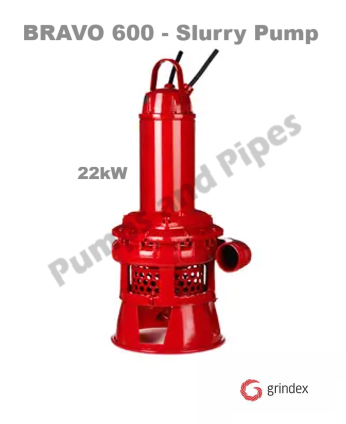 Grindex Bravo 600 – 22kW Slurry Pump with Agitator – 100mm Outlet Up To 40mm Solids Passage ...