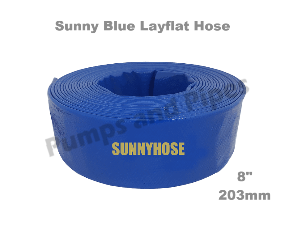 152mm 6″ Sunny Blue Layflat Hose x 100 metres – 150mm – Rated 310kPA ...